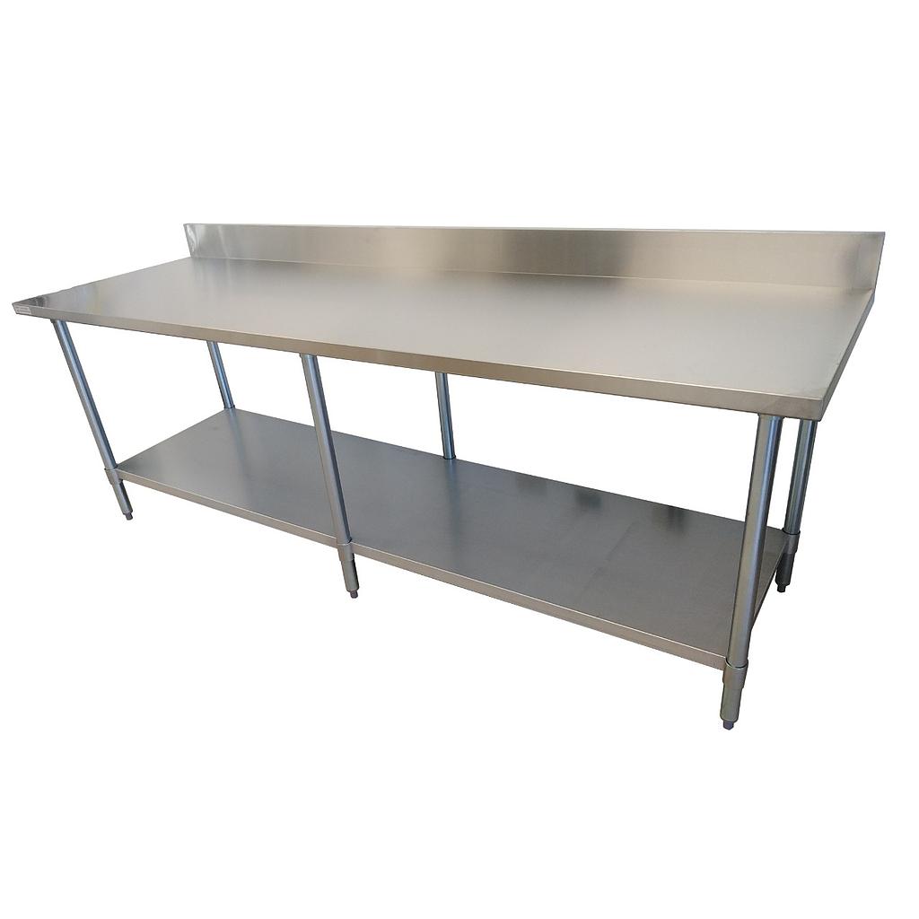 Mesa de trabajo en acero inoxidable serie 430 con un entrepaño | Soluc